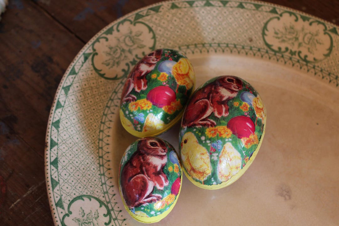 Trio of Vintage Easter Eggs, Vintage Easter Eggs, Spring Decor ...