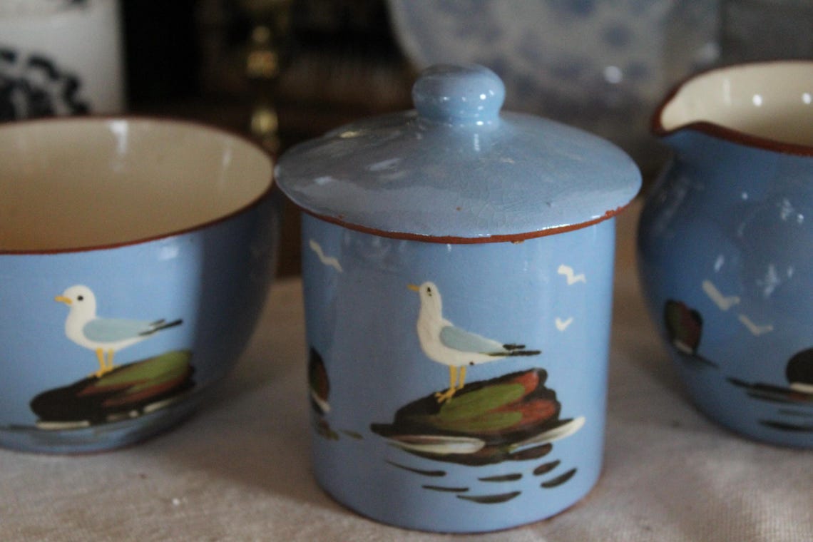 Vintage Dartmouth Pottery Breakfast Set: Blue Coastal Decor - Etsy
