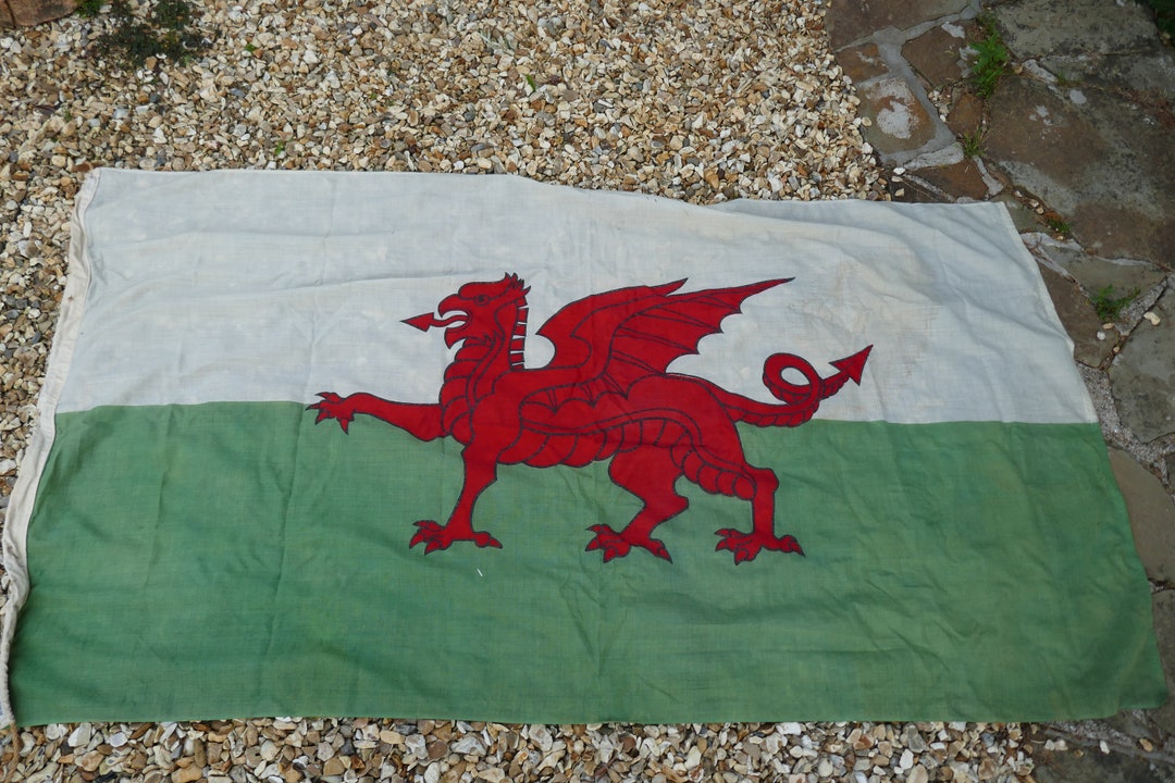 Rare Vintage Welsh Flag - Coronation Flag - Cotton Welsh Flag - British ...