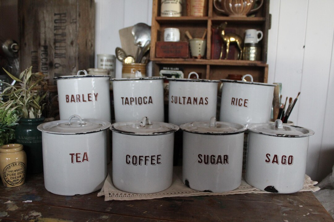Rare Antique Edwardian Canister Set, Antique Jars, Vintage Kitchen ...