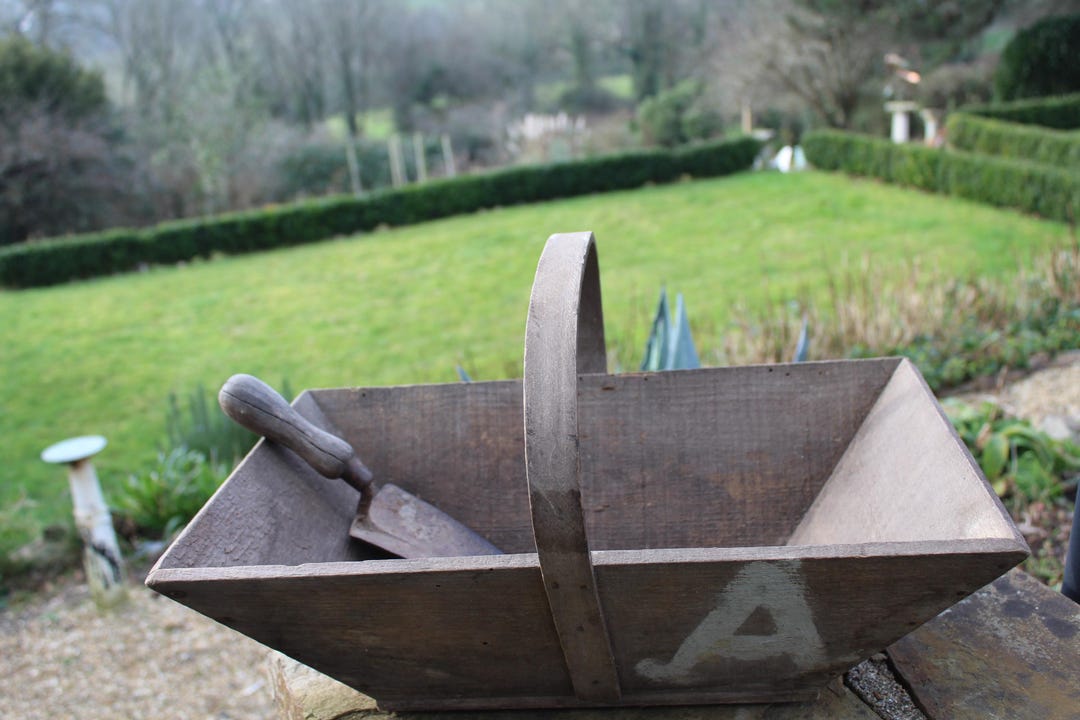 Vintage French Trug Basket, Wooden Trug Basket, Vintage Basket, French ...