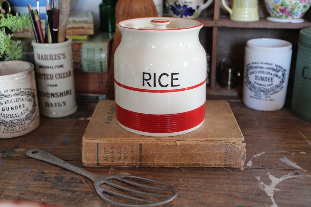 Vintage 1930s Kleen Kitchen Rice Canister: English Art Deco Ceramic - Etsy