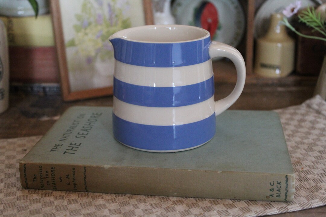 Vintage Blue and White Stripped Jug, Cornishware Blue and White ...