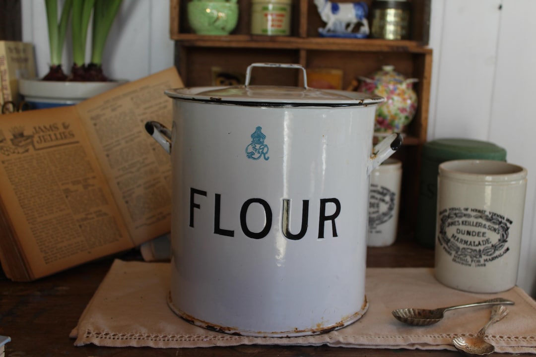 Rare King George Vintage Enamel Flour Bin, Vintage Flour Bin, Flour ...