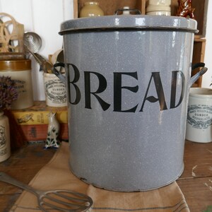 Antique Enamel Bread Bin Round Bread Box Enamel Bread Box English Bread ...