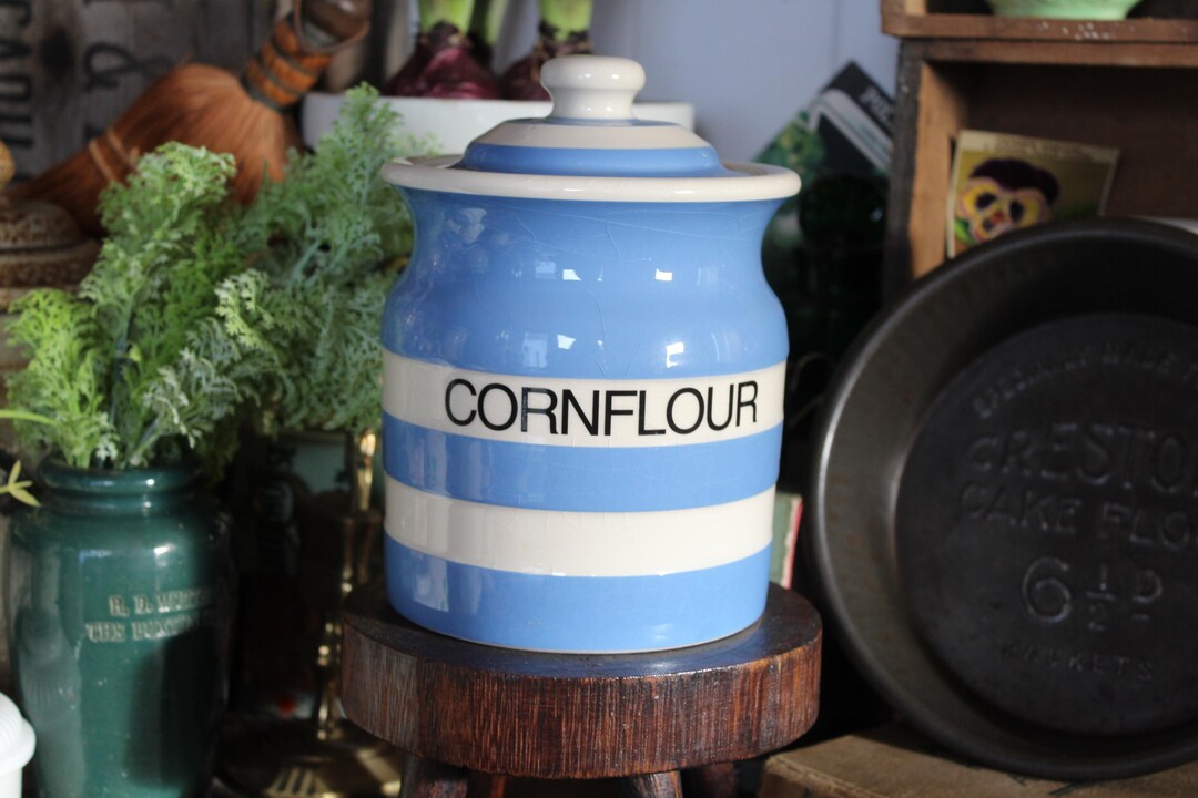 Vintage TG Green Cornishware Kitchen Canister Pot, Blue and White ...