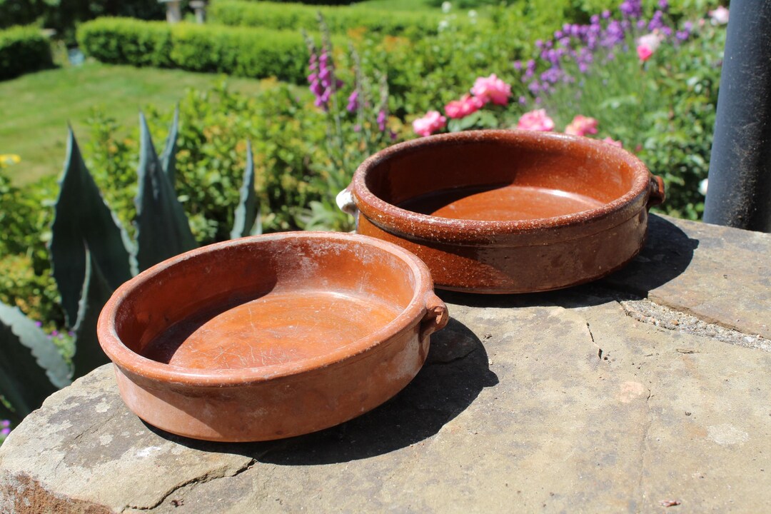Pair of Vintage European Terracotta Bowls, Vintage Planters, Terracotta ...