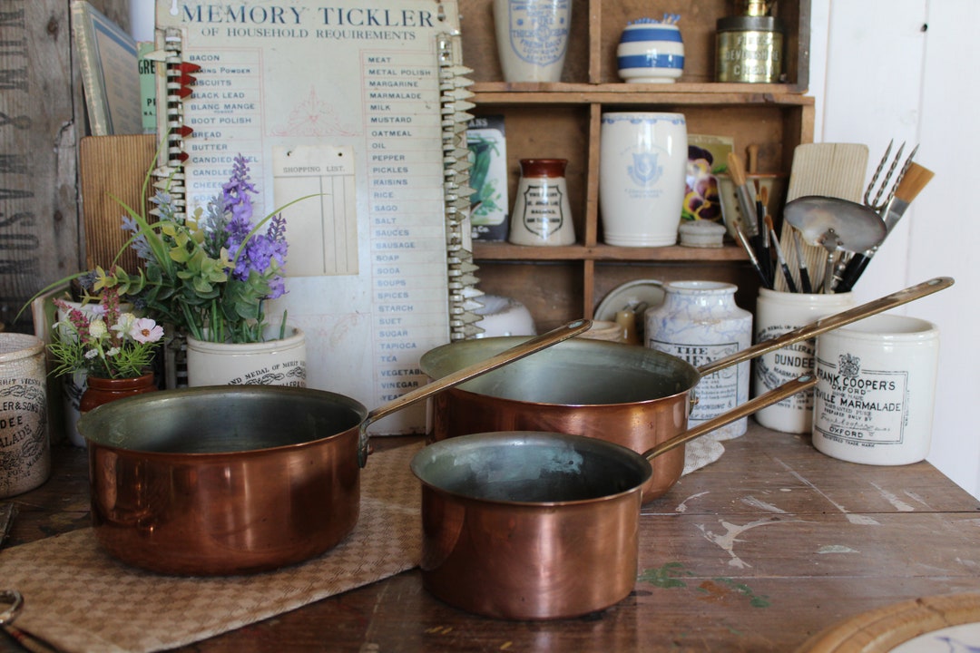 Antique Copper Pans, Antique Copper Sauce Pans, Antique Pans, Antique ...