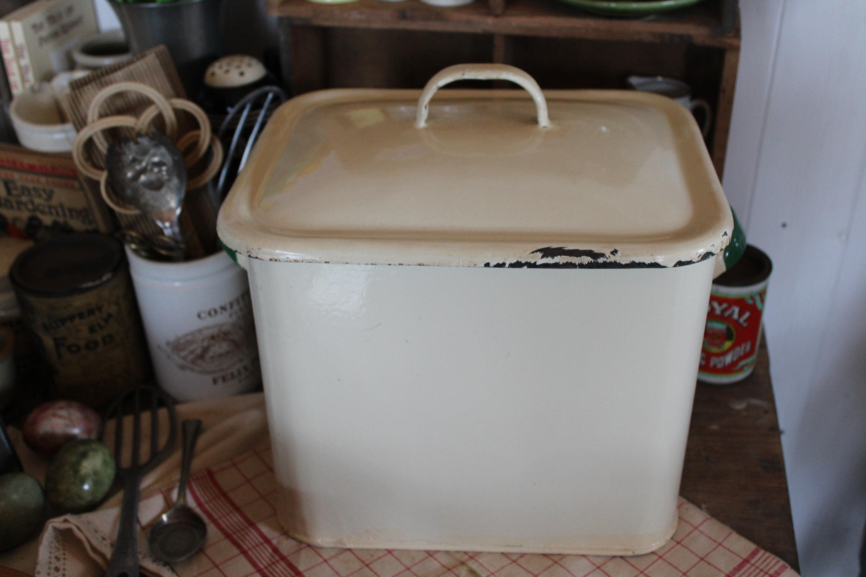 Rare Small Size Vintage Enamel Bread Bin: English Bread Box - Etsy UK