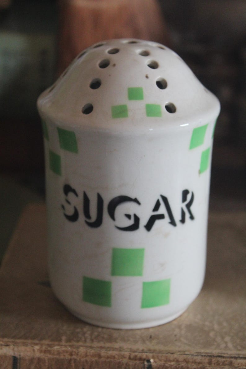 Rare TG Green Checkers Sugar and Flour Shaker Set, 1938 Art Deco ...