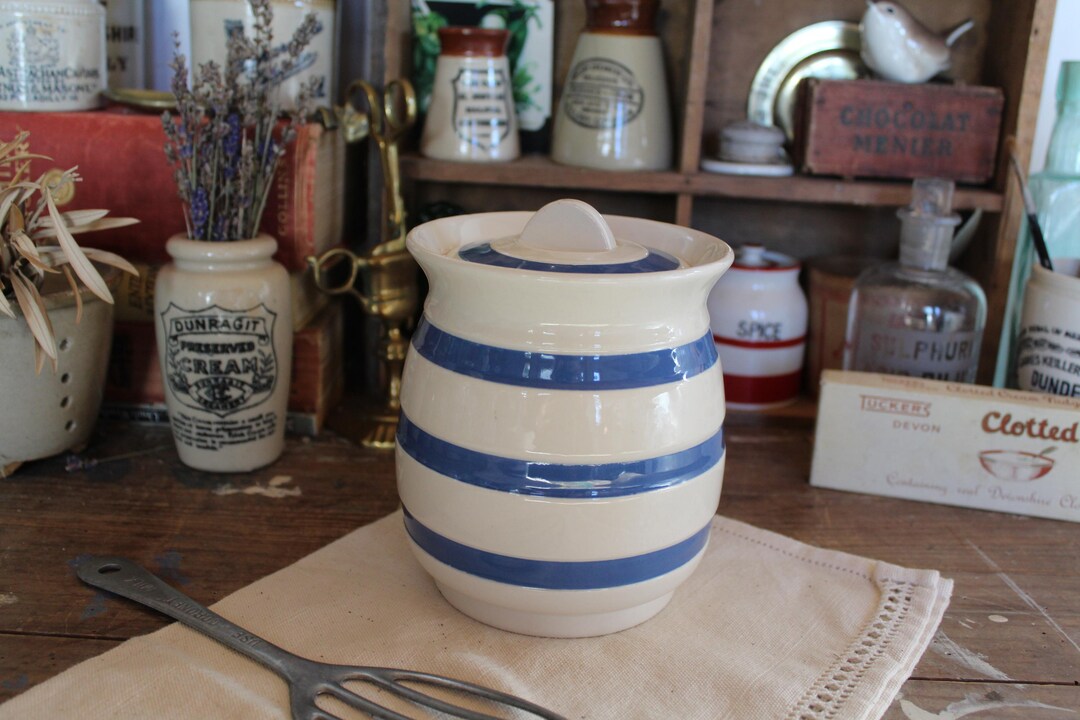 Vintage Cornishware Kitchen Canister Pot, Blue and White Cornishware ...