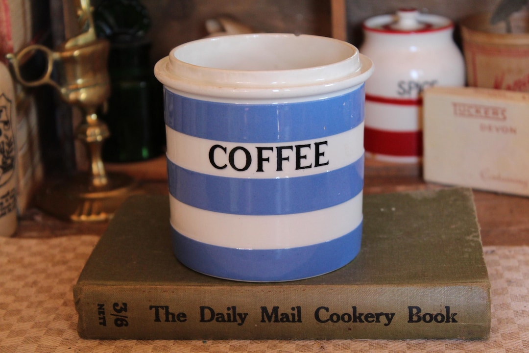 Vintage Cornishware Kitchen Canister Pot, Green and White Cornishware ...