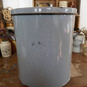 Antique Enamel Bread Bin Round Bread Box Enamel Bread Box English Bread ...