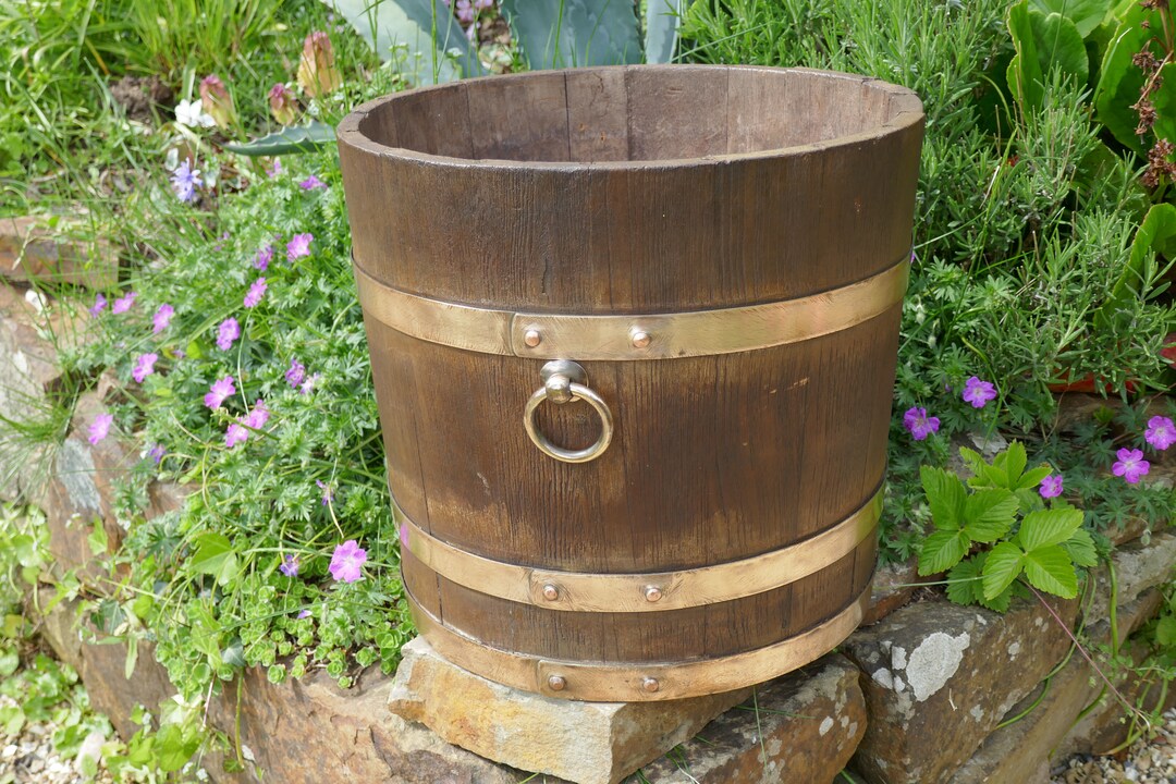 Antique English Barrel Bucket Pat - English Butter Bucket - Wooden ...