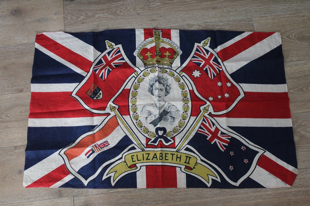 Antique Union Jack Flag queen Flag Coronation Flag Vintage British Flag ...