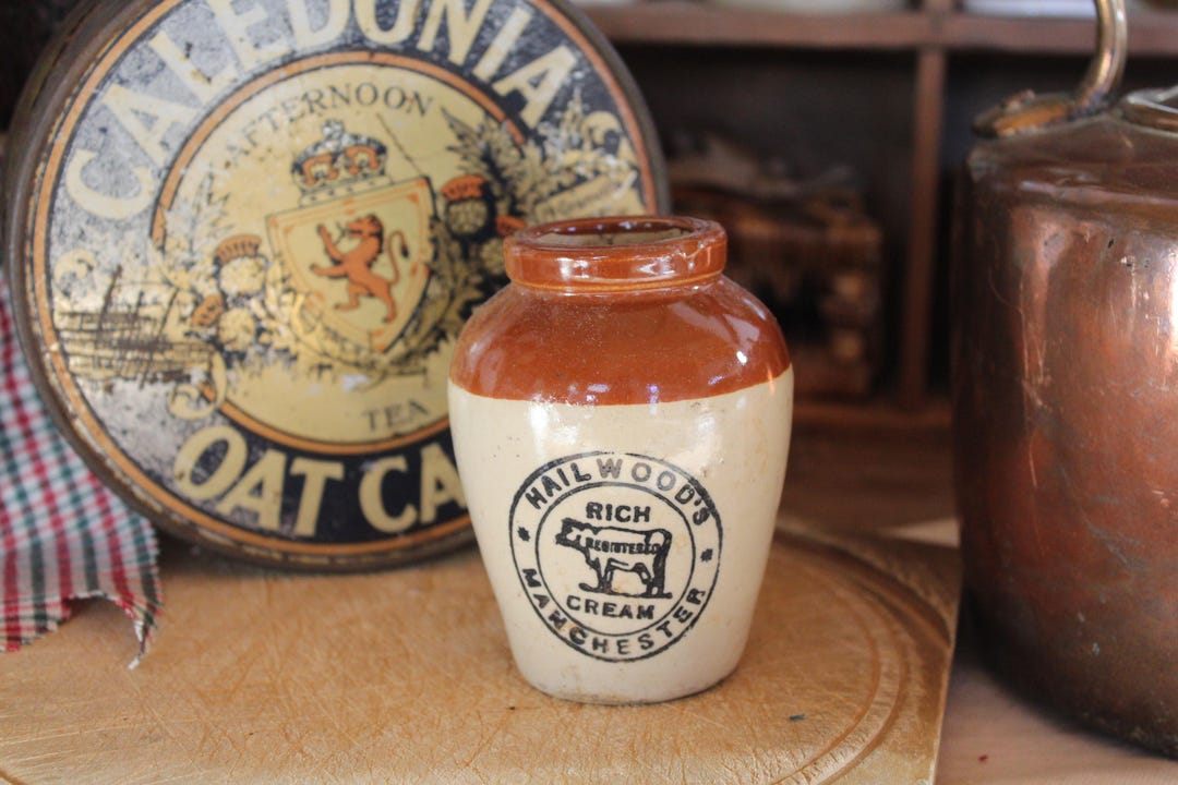 Vintage Dairy Cream Pot - Antique Advertising Jar - Antique Jar - Cream ...