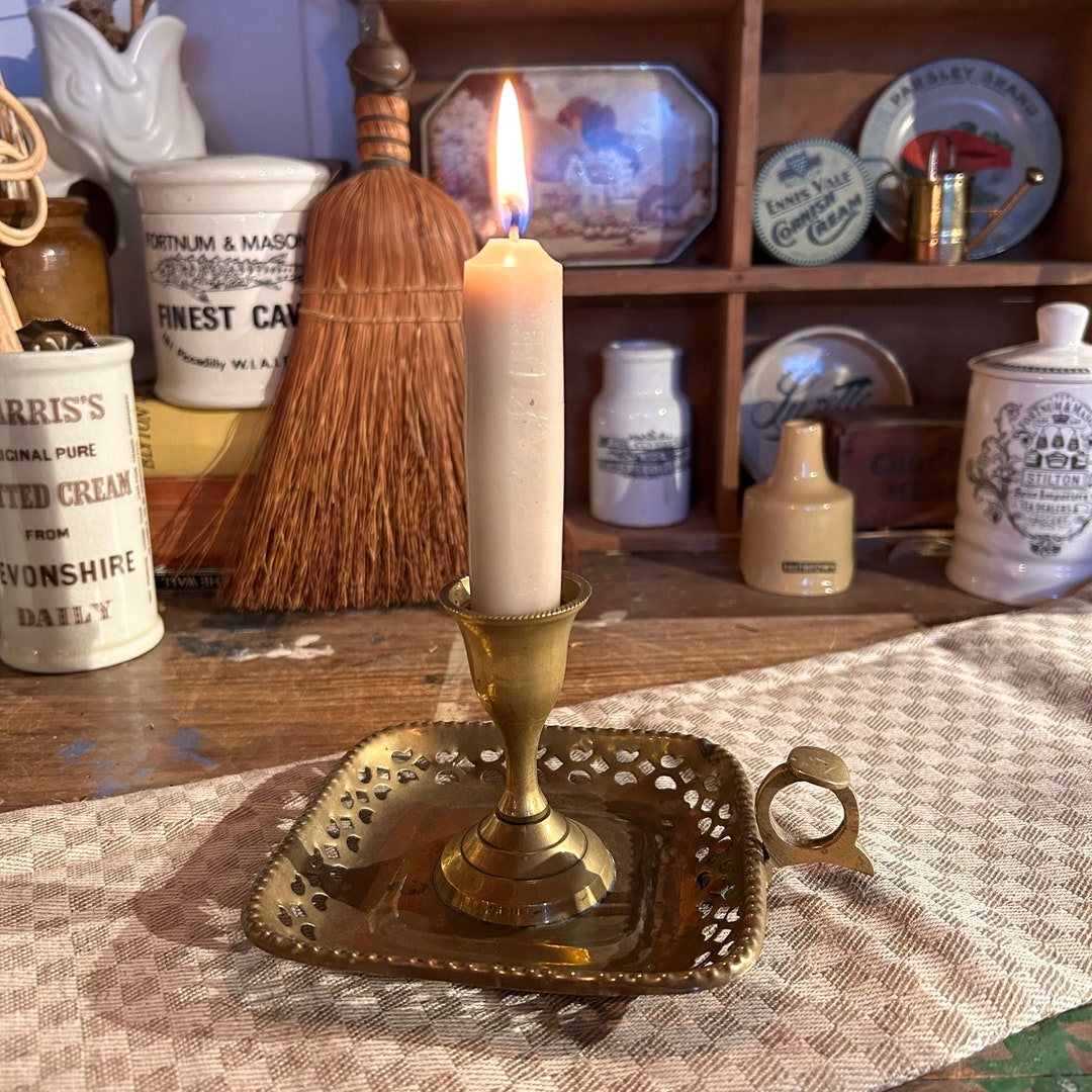 Antique Brass Candle Stick Holder - Victorian Style Chamber Stick ...