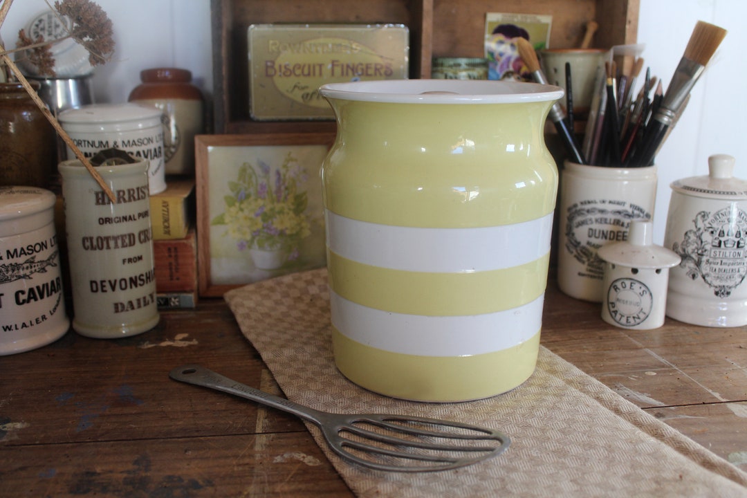 Rare Yellow Vintage TG Green Cornishware Kitchen Canister Pot ...