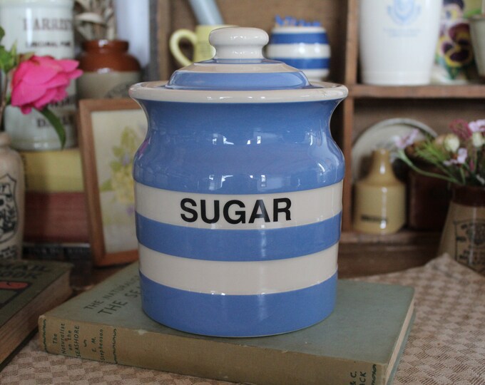 Vintage TG Green Cornishware Kitchen Canister Pot Blue and White ...
