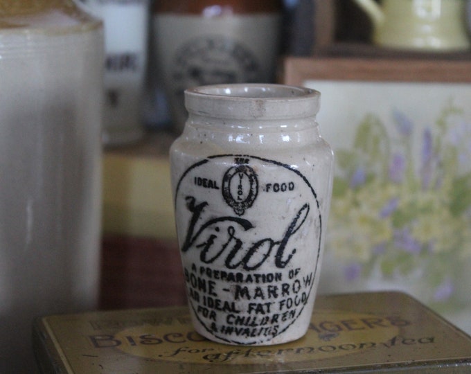 Small Antique Virol Jar - Vintage Jar - Antique Advertising Jar - Jam ...