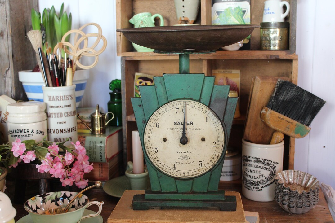 Rare Art Deco Rustic Antique Weighing Scales, Salter Household Scales ...