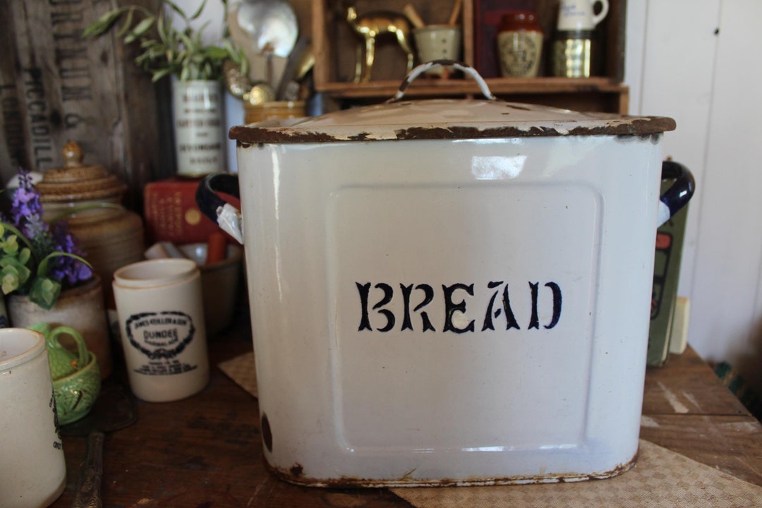 Vintage White Enamel Bread Bin: Small English Bread Box - Etsy