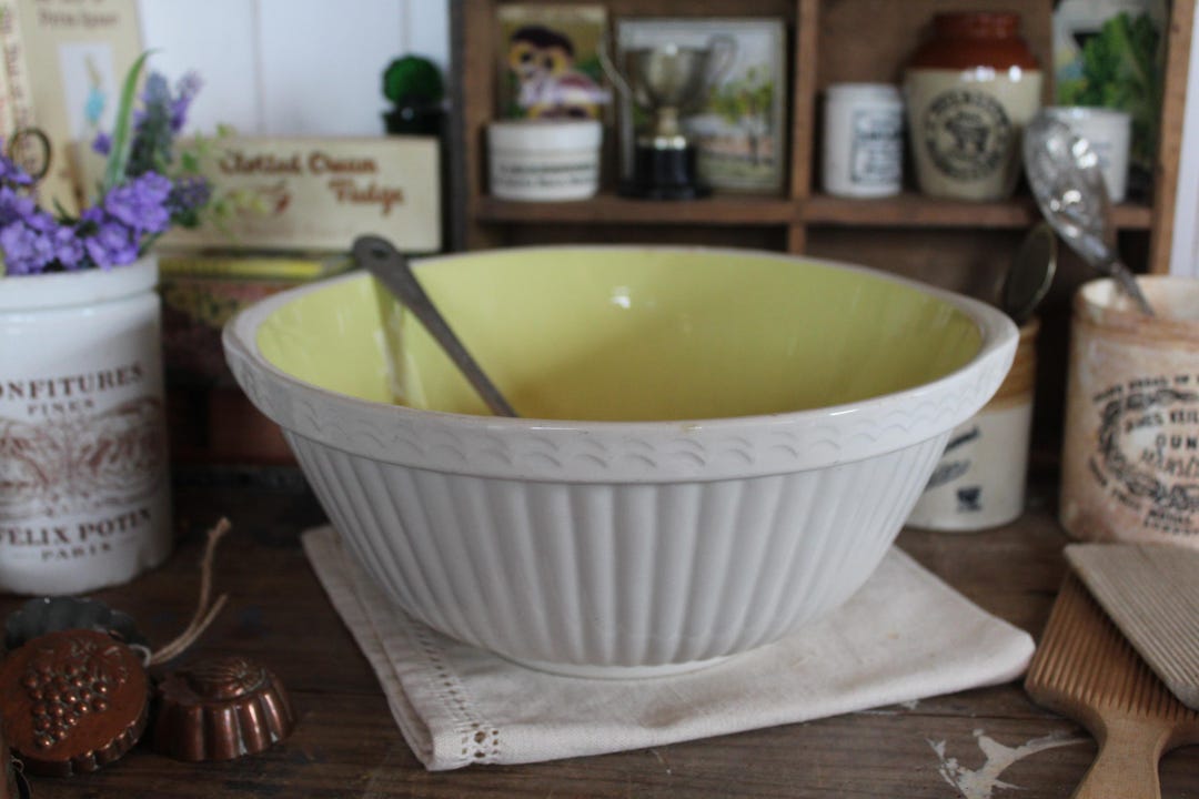 Vintage Mixing Bowl, English Mixing Bowl, Yellow Mixing Bowl, Baking ...