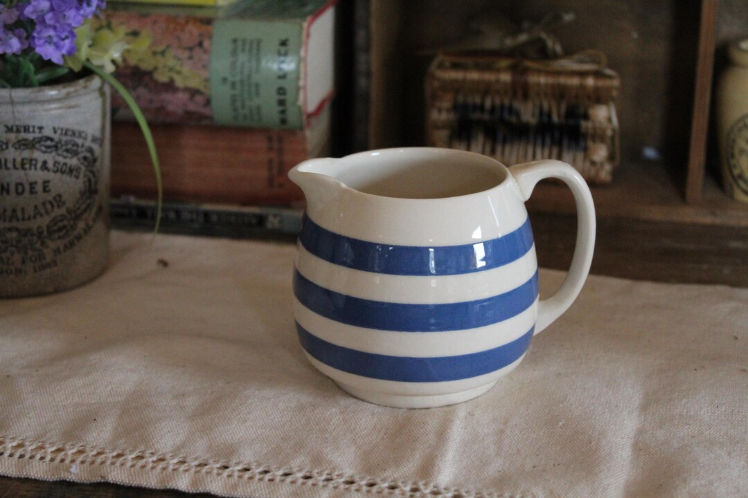Vintage Blue and White Striped Jug, Cornishware Blue and White, Pitcher, Vintage Pitcher ...
