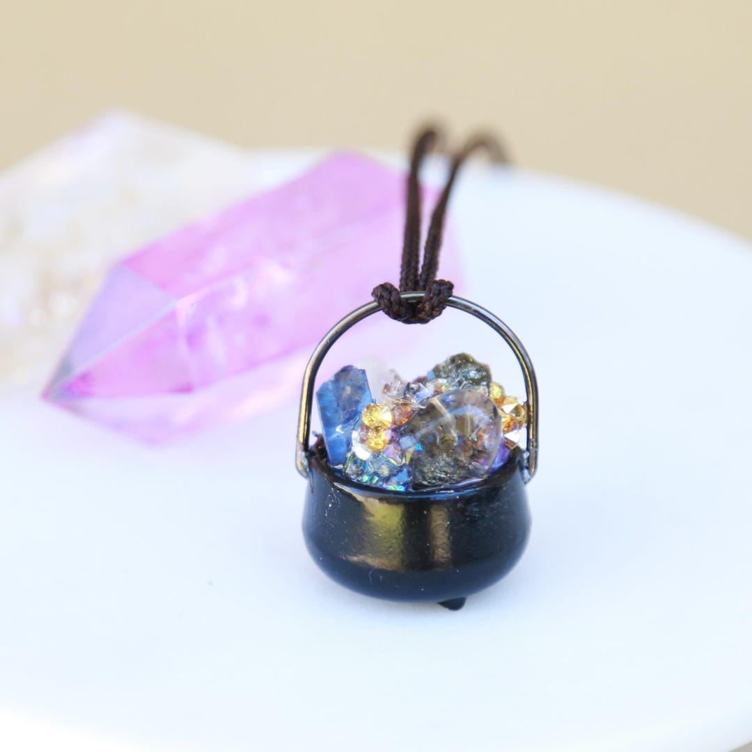 Orgonite Mini Witch's Cauldron Pendant~ Pyrite & Aura - Etsy Australia
