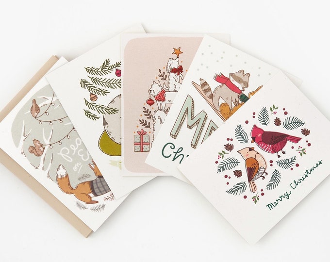 Build Your Own Christmas Card Set, Customizable Holiday Cards (pick 5 ...