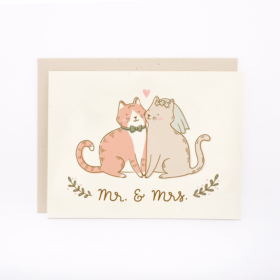 Cats Wedding Card, Mr and Mrs Wedding Cats Card - Etsy Canada