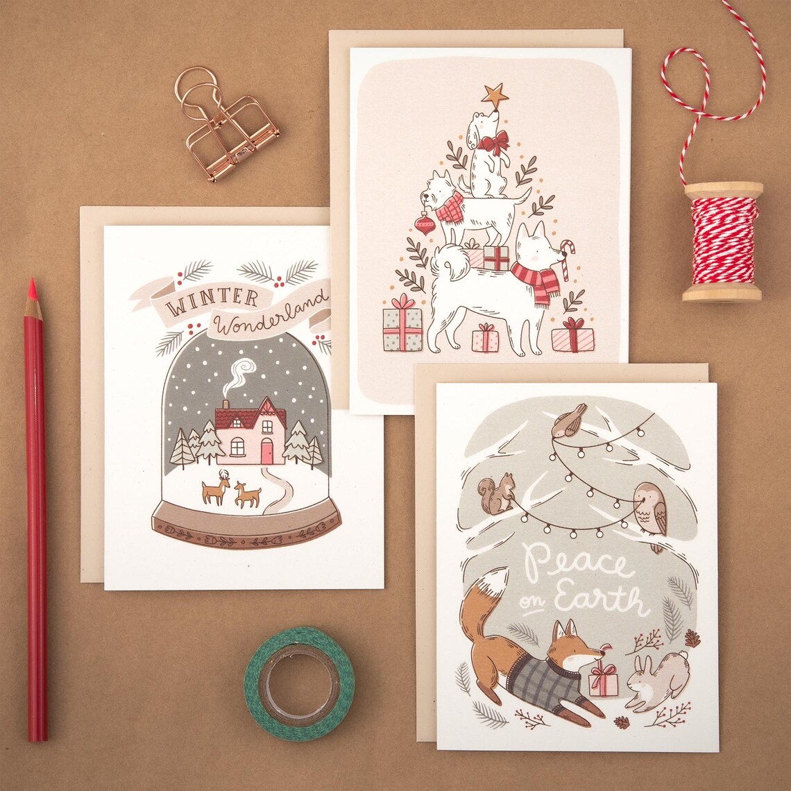 Build Your Own Christmas Card Set, Customizable Holiday Cards (pick 5 ...