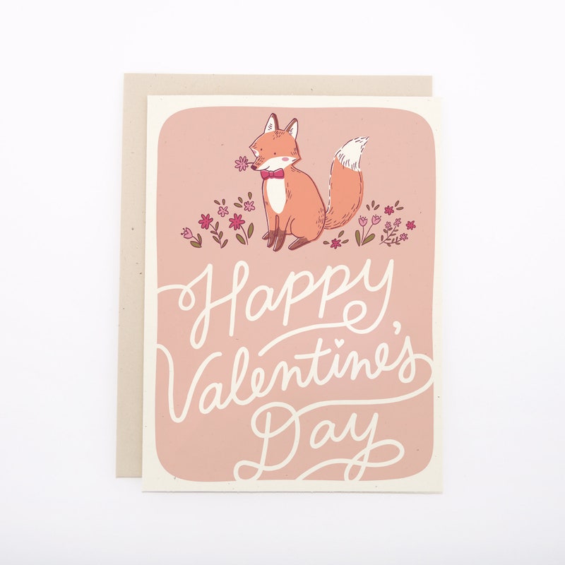 Fox Valentine Card - Etsy