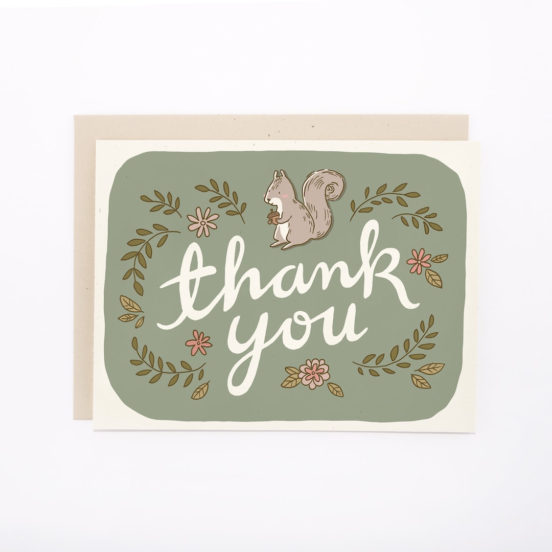 Squirrel Thank You Card, Baby Shower Thank You, Teacher Thank You - Etsy