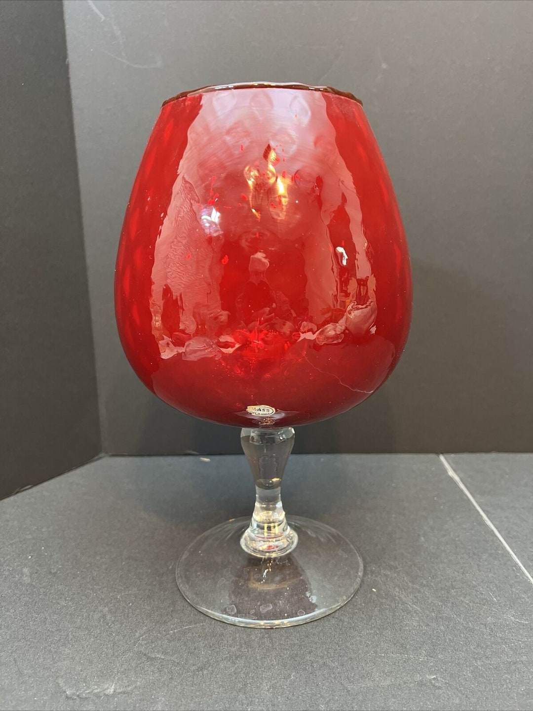 Empoli Ruby Candy Apple Red Glass Vase Diamond Optic 11" Mcm Italy W/label - Etsy