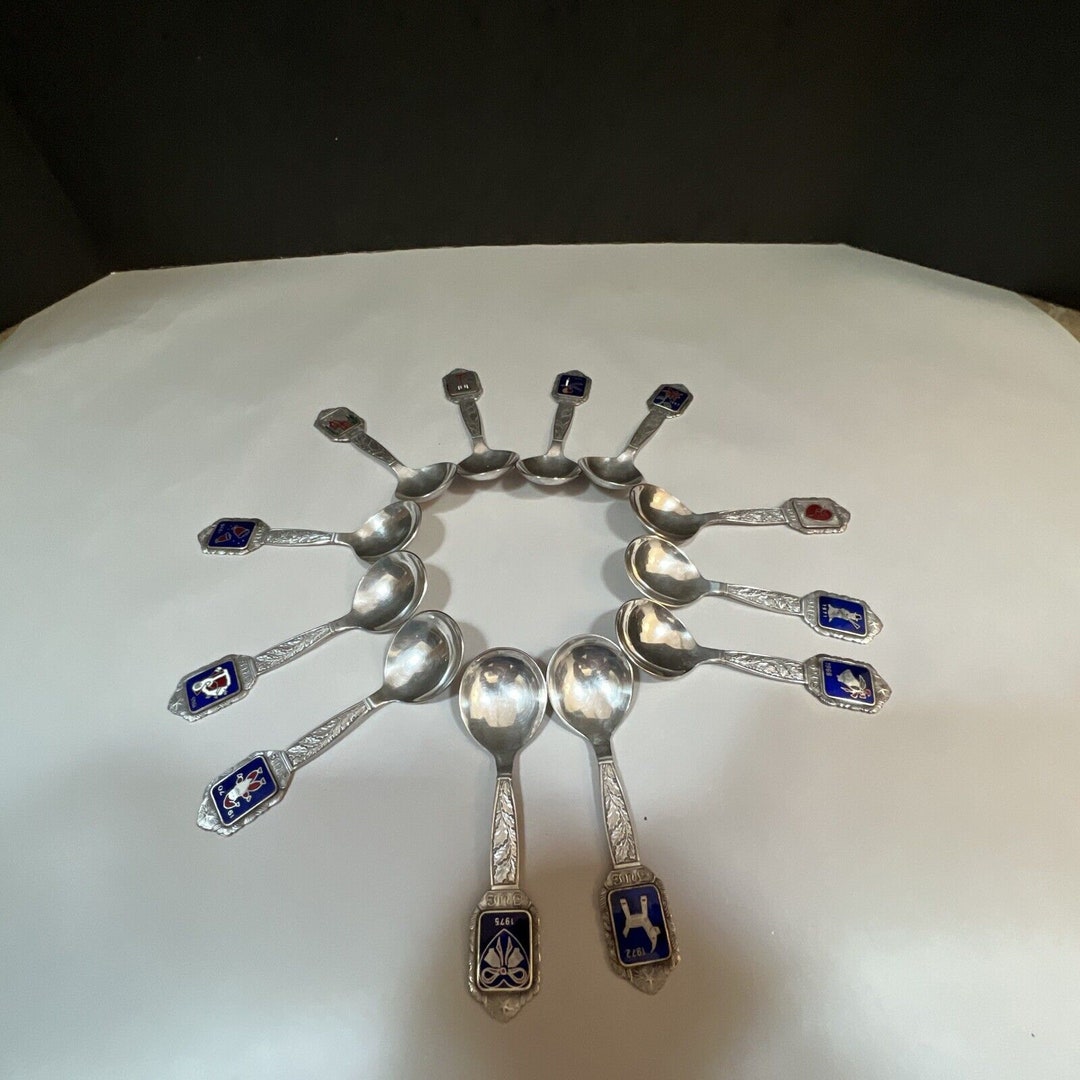 12 Vis Silverplate Jul Spoons Denmark Christmas Enamel 1965-1976 - Etsy