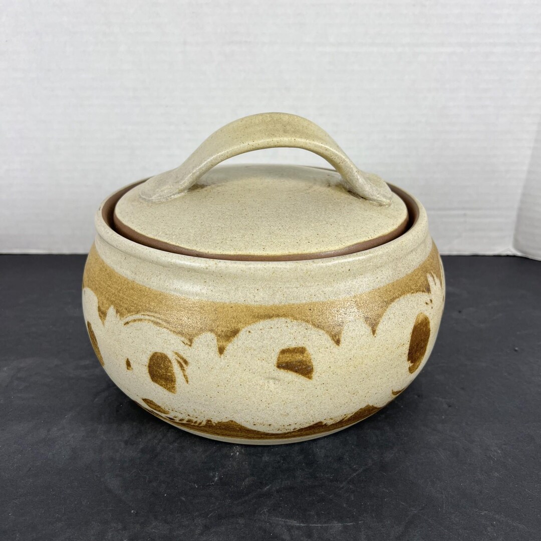 Vtg Stoneware Designs West Sdw Covered Crock Large Mid Century Modern ...