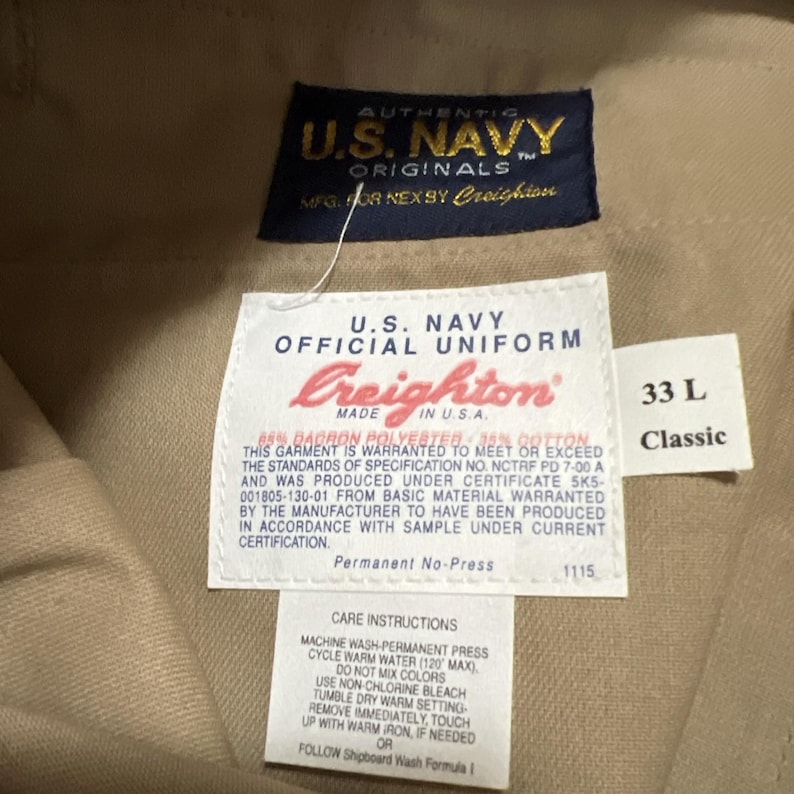 Us Navy Creighton Military Uniform Khaki Pants Mens 33l Unfinished Vtg ...