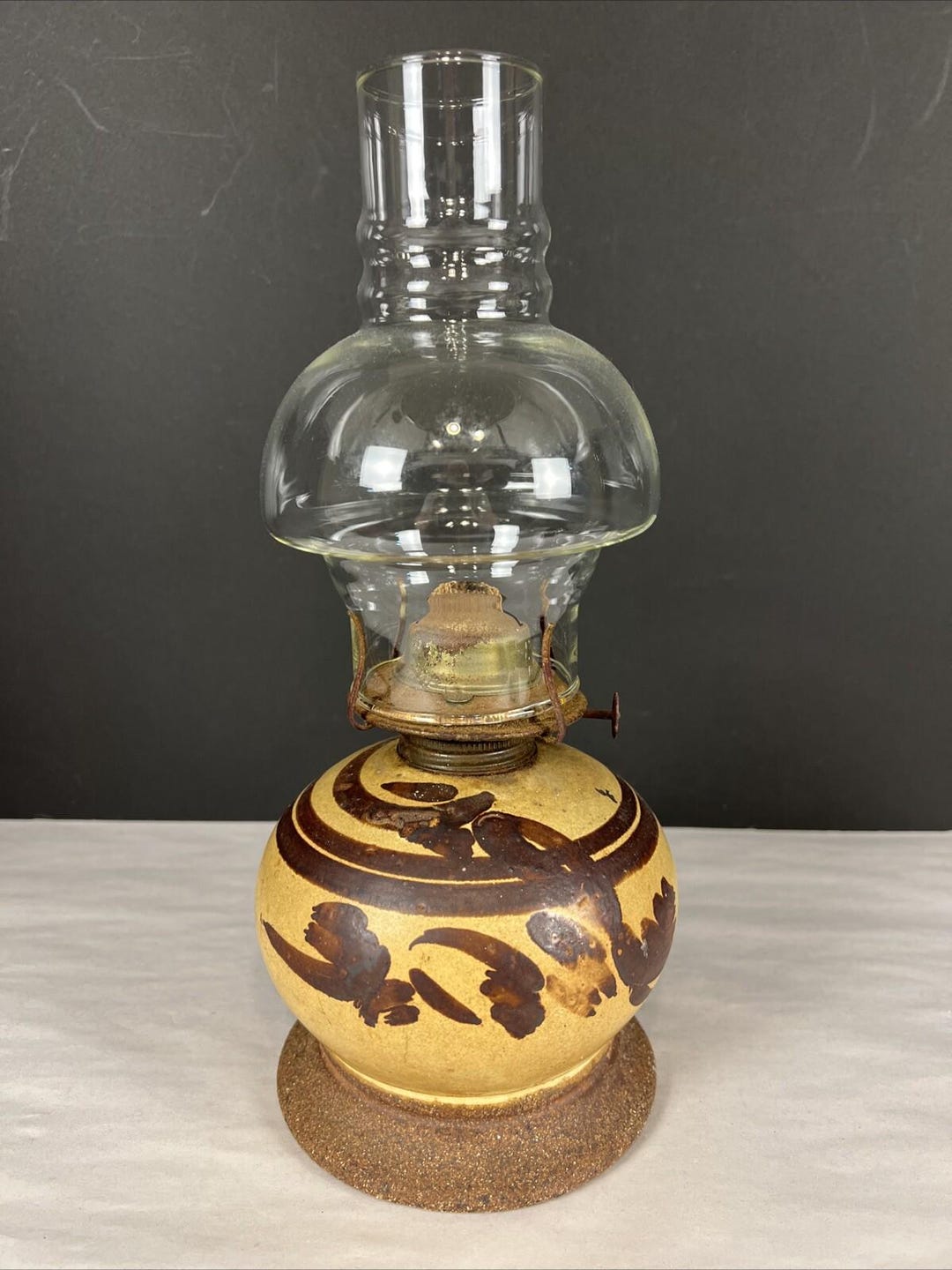 Vintage Potpourri Studio Art Pottery Stoneware Oil Lamp Rustic Signed ...
