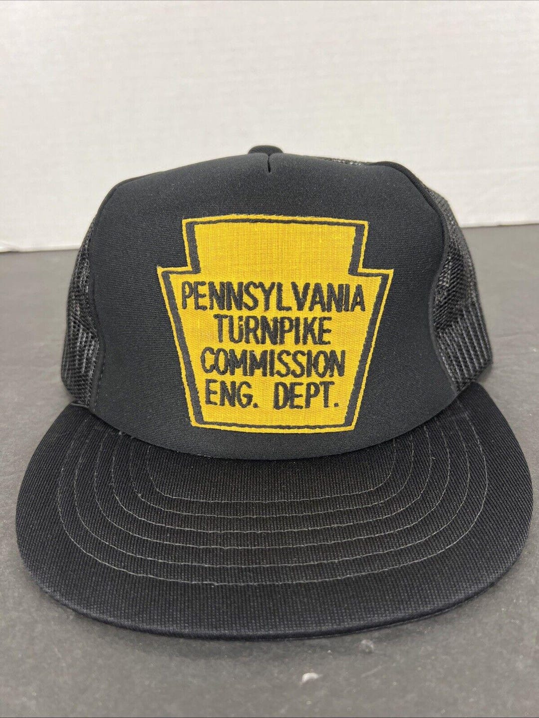 Vtg Snapback Hat Pa Turnpike Commission Engine Dept Black Yellow Mesh - Etsy
