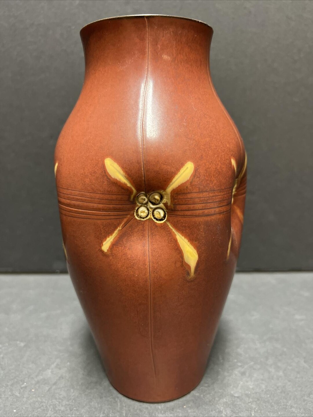 Vintage Japanese Cinnamon, Brown Red Vase, Hand Thrown Porcelain Marked ...