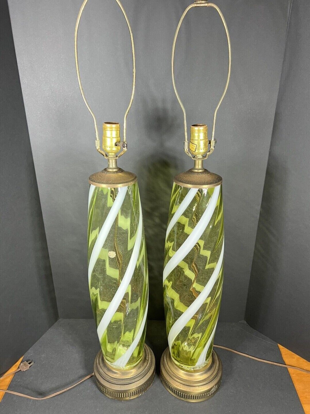 1960s Mid Century Modern Mcm Green White Swirls Murano Blown Glass ...