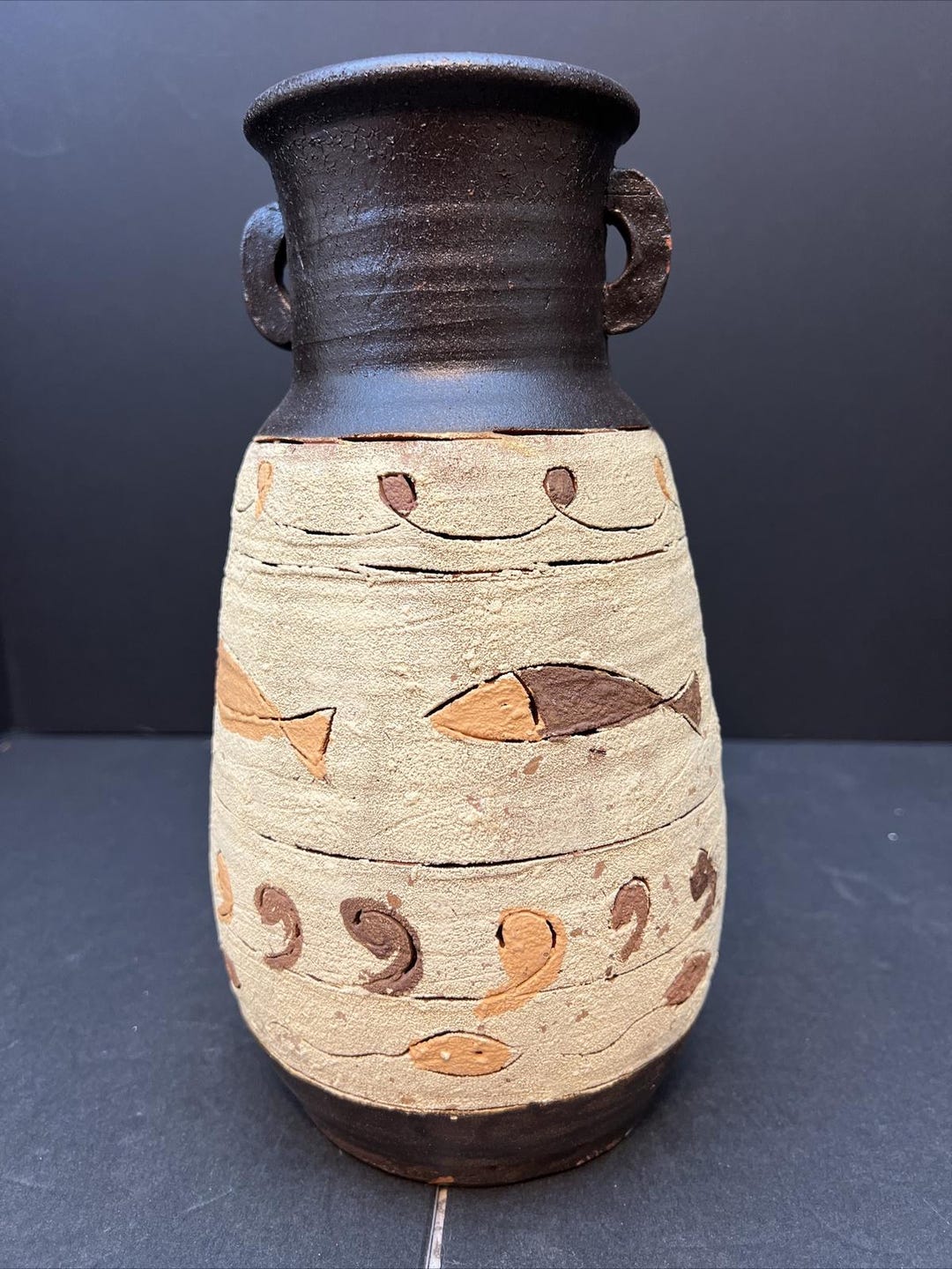 Red River Luminaries Wood Fired Pottery Fish Table Luminary Base 10.5 ...