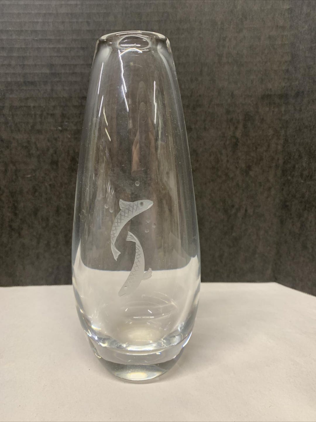Vintage Kosta Boda Etched Koi Fish Crystal Glass Vase Signed 8.25” - Etsy