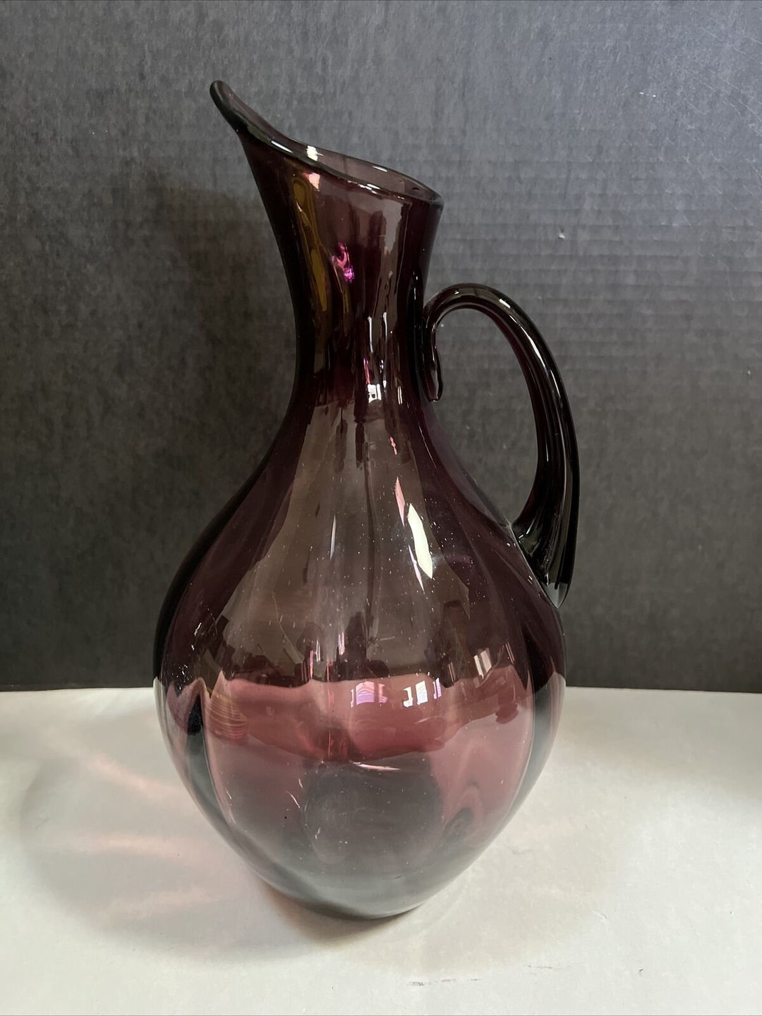 Vitnage Blenko Water Pitcher 14 Eggplant Purple Handled - Etsy