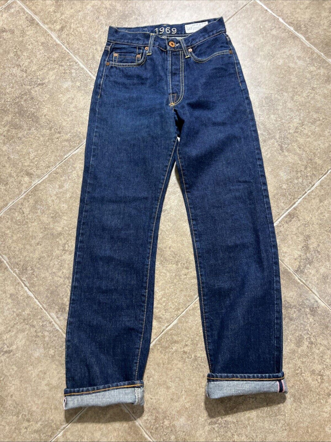 Gap 1969 Made in Italy Blue Selvedge Denim Jeans Button Fly Men’s 28x30 - Etsy