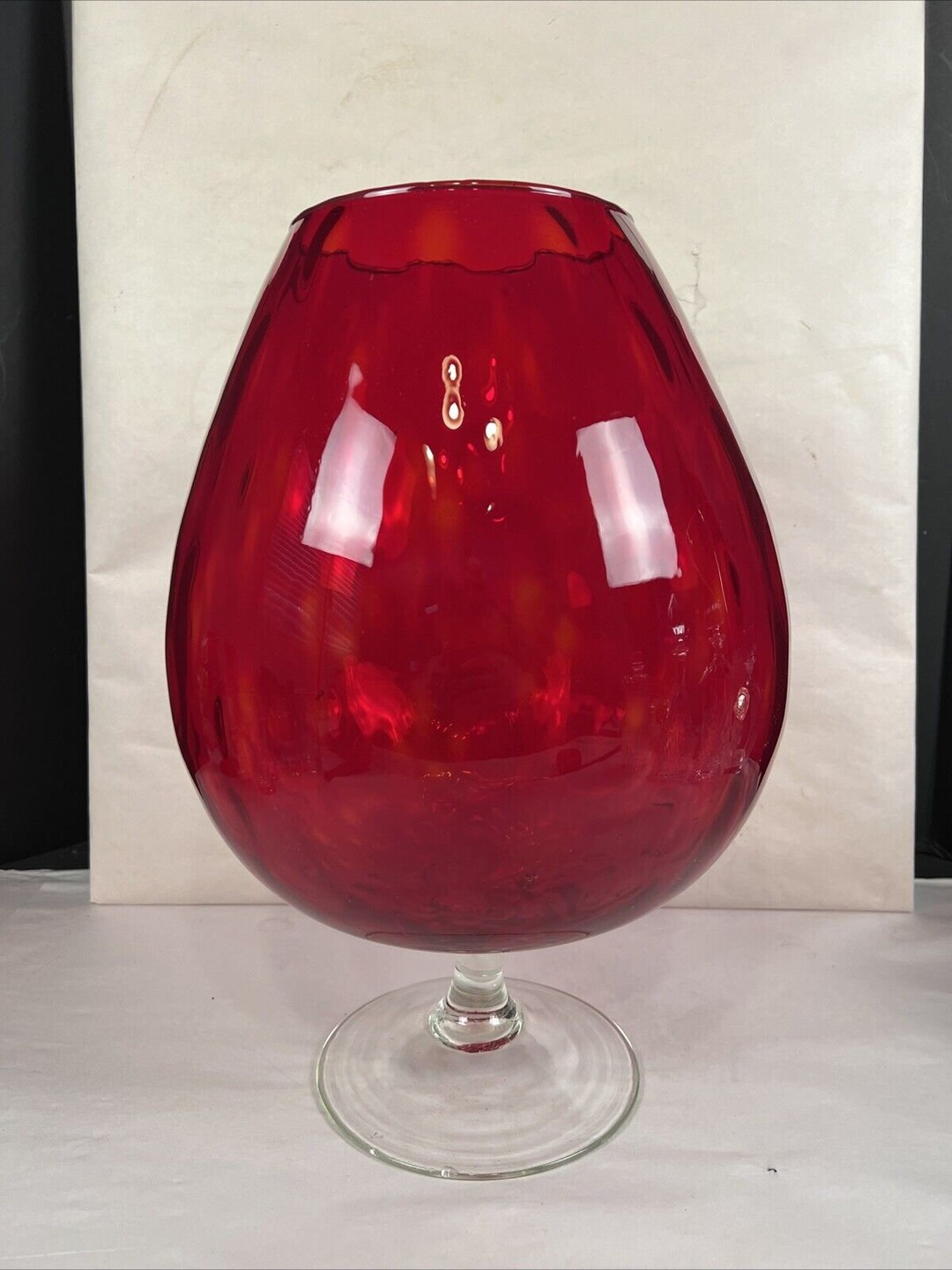 Empoli Italian Art Glass 15 Tall Ruby Red Coin Dot Optic Vase Massive ...