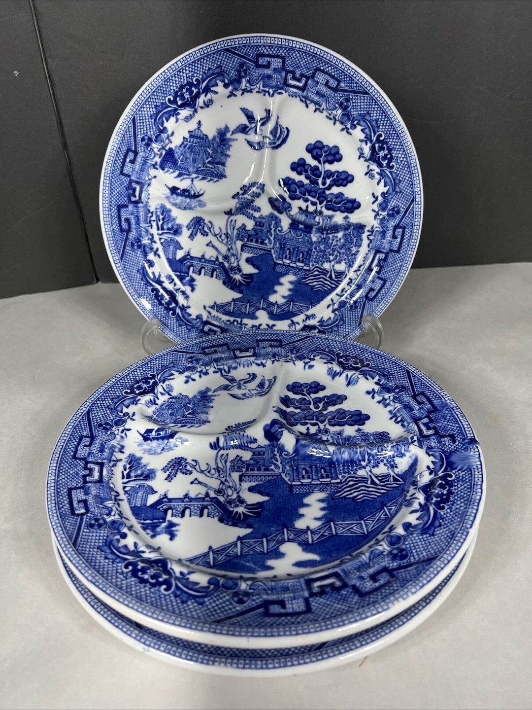 3 Vtg Standard Grill Plate Buffalo China Blue Willow Divided - Etsy