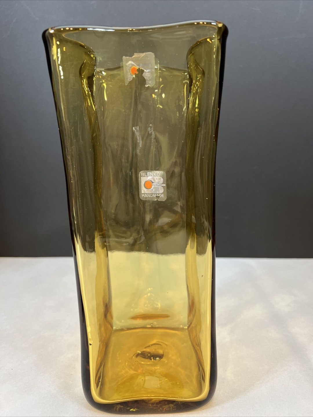 Vintage Blenko Handmade Glass 8412 Bag Vase in Wheat Color 10 - Etsy