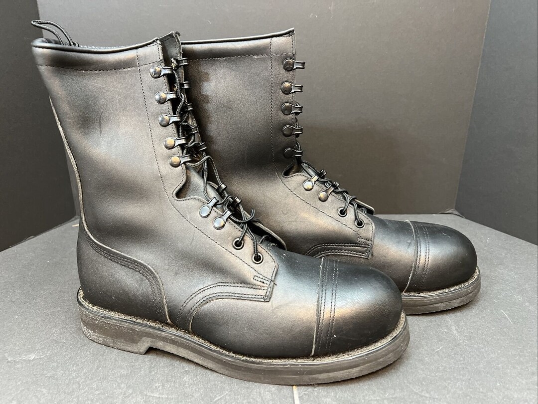 Addison Shoe Company 451204 Mens Leather Steel Toe Combat Boots 10w ...